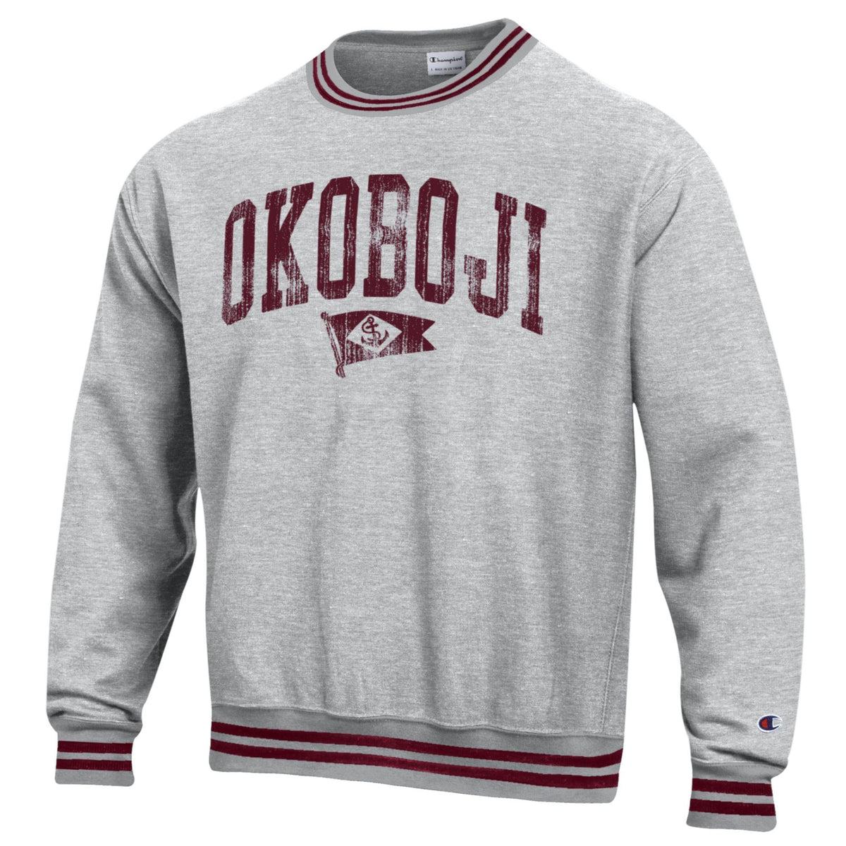 Okoboji Arched Maroon Ringer Crew – UniversityofOkoboji.com